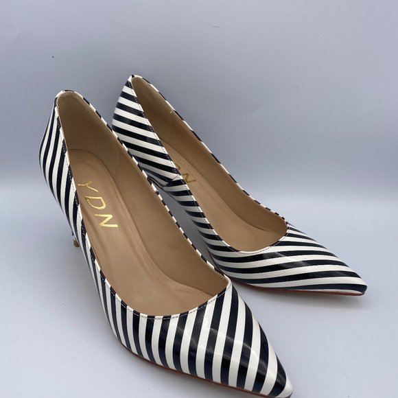 YDN | Shoes | Ydn Chic Black And White Stripe Heels Stilettos | Poshmark